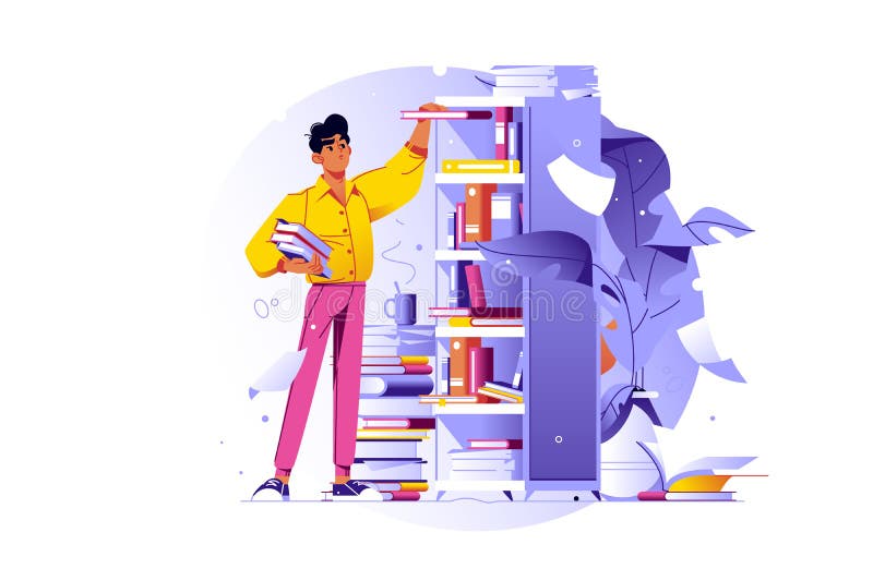 Guy Taking Book Shelf Library Stock Illustrations – 9 Guy Taking Book ...
