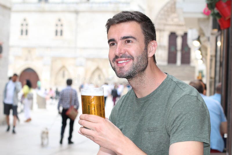 Man Taking a Break with a Cold Refreshing Beer Stock Image - Image of ...