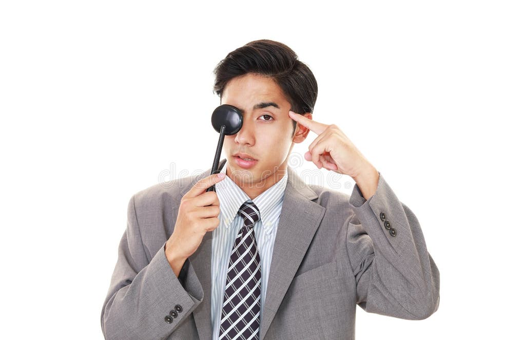 Man taking an eye test stock photo. Image of emotional - 57020130