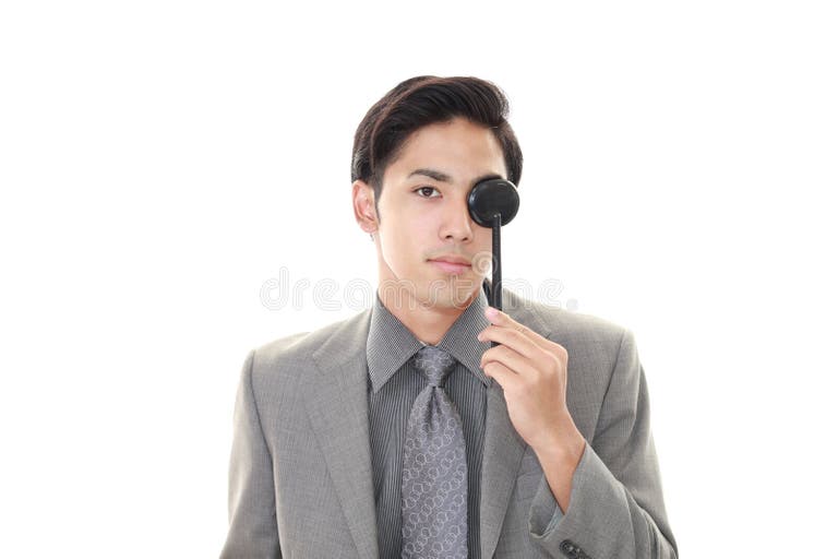 Man taking an eye test stock image. Image of asian, beauty - 57020635