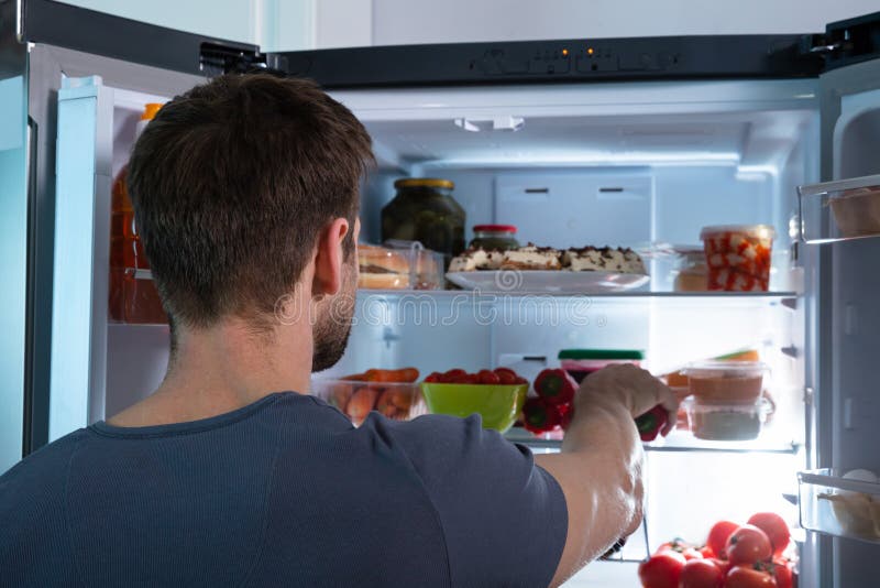 Man Taking Food from Refrigerator Stock Image - Image of home, kitchen ...