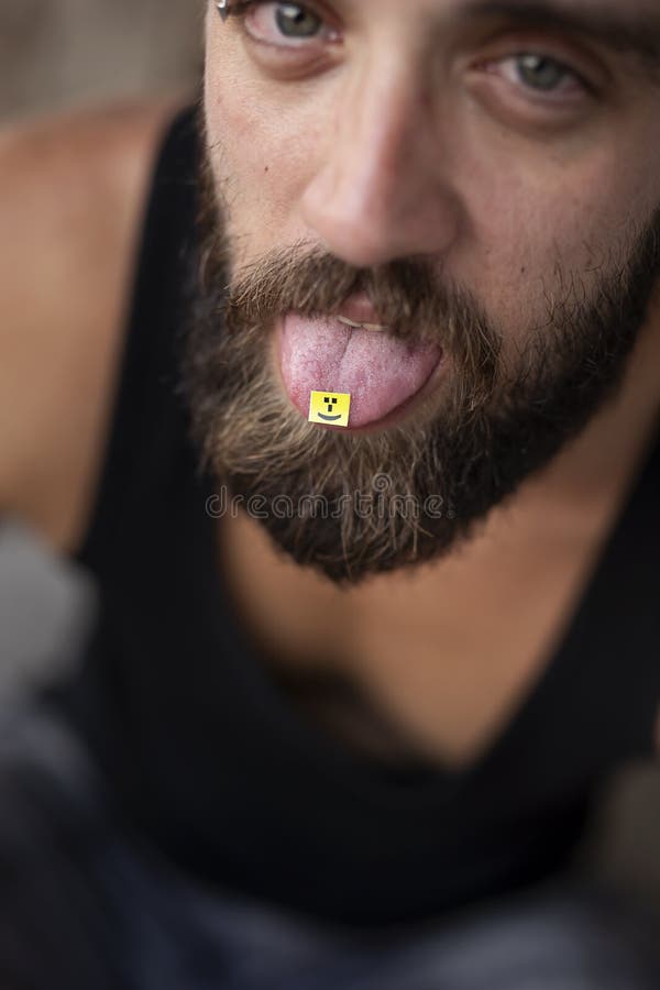 Man taking LSD stock photo. Image of addict, dosage - 131829476