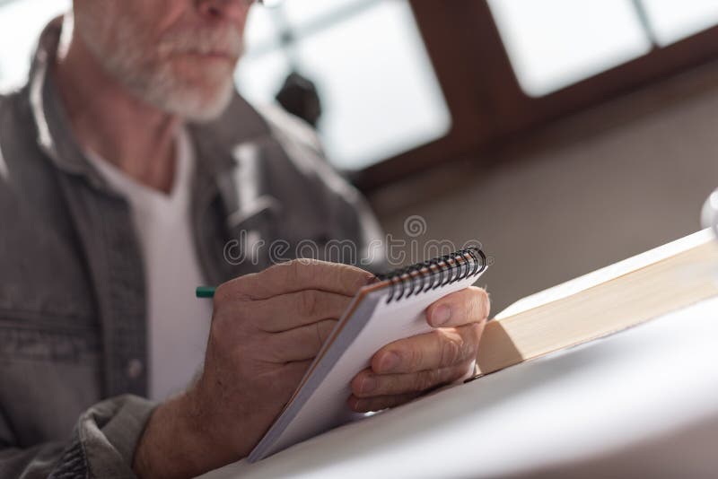 Man Taking Notes, Hard Light Effect Stock Image - Image of book, people ...