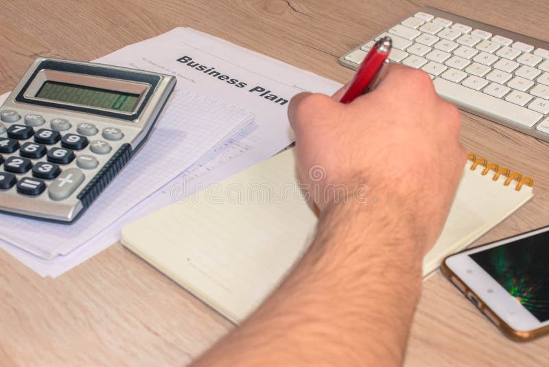 Man, Taking Notes. Man with Dollars, Cash on the Table Stock Image ...