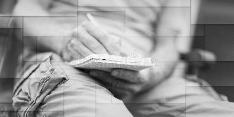 Man Taking Notes on a Pocket Book, Geometric Pattern Stock Illustration ...