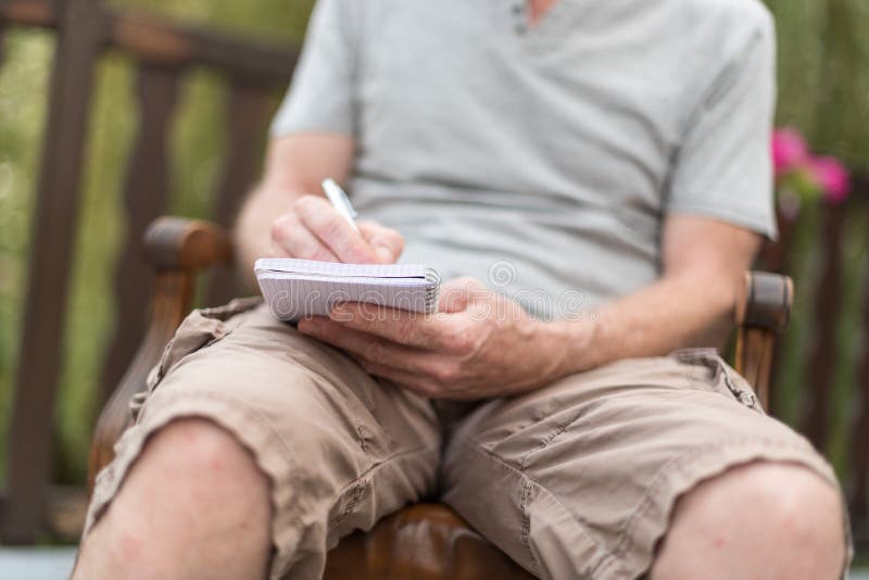 Man Taking Notes on a Pocket Book Stock Image - Image of study, paper ...