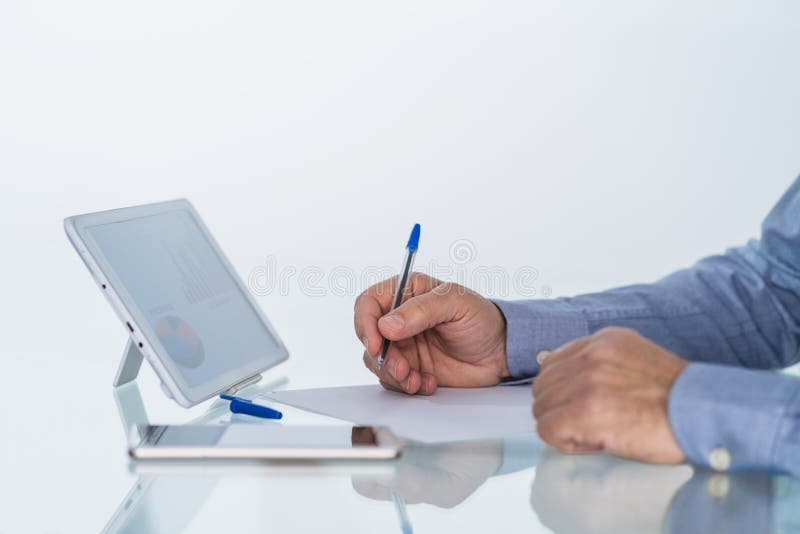 Man Taking Notes from a Profit Chart Stock Image - Image of consulting ...