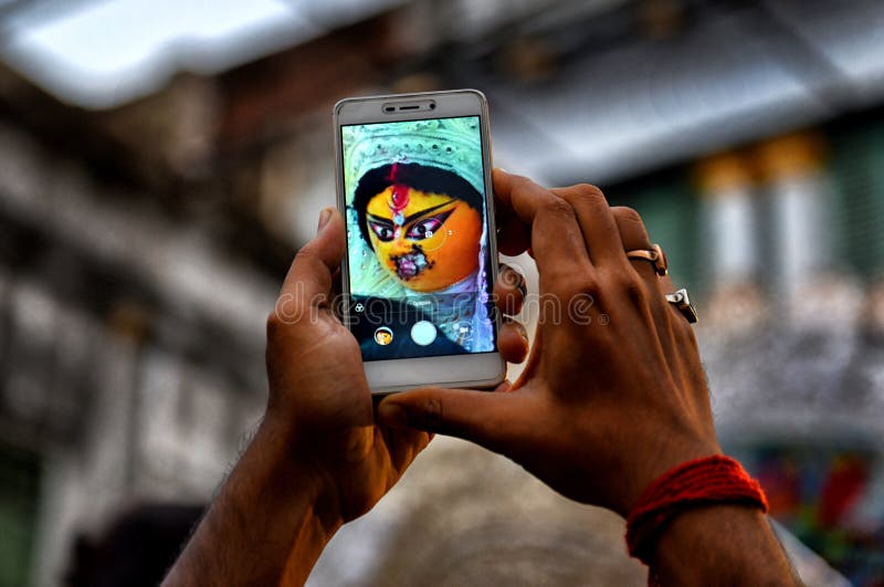 Man Taking Photo of Devi Durga Idol Editorial Photography - Image of ...