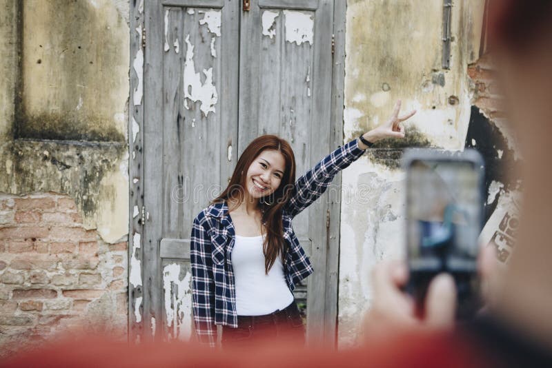 Man Taking a Photo of His Girlfriend Stock Image - Image of adventure ...