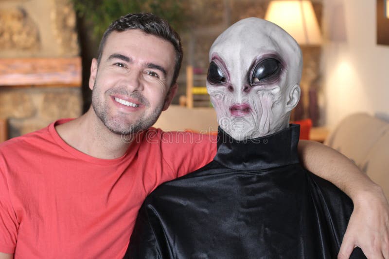 Alien and Human Reaching Friendship Stock Photo - Image of couple ...