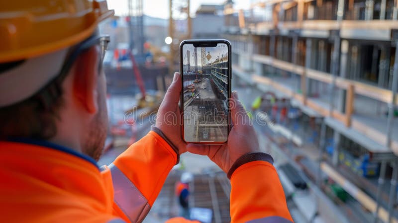 Man Taking Picture of Construction Site Stock Image - Image of ...