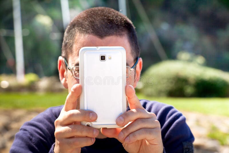 Man Taking Pictures with Smartphone Stock Photo - Image of cell, hand ...