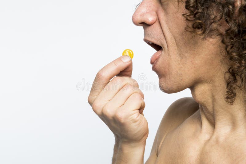 Man taking pill stock photo. Image of mouth, mediterranean - 37518718