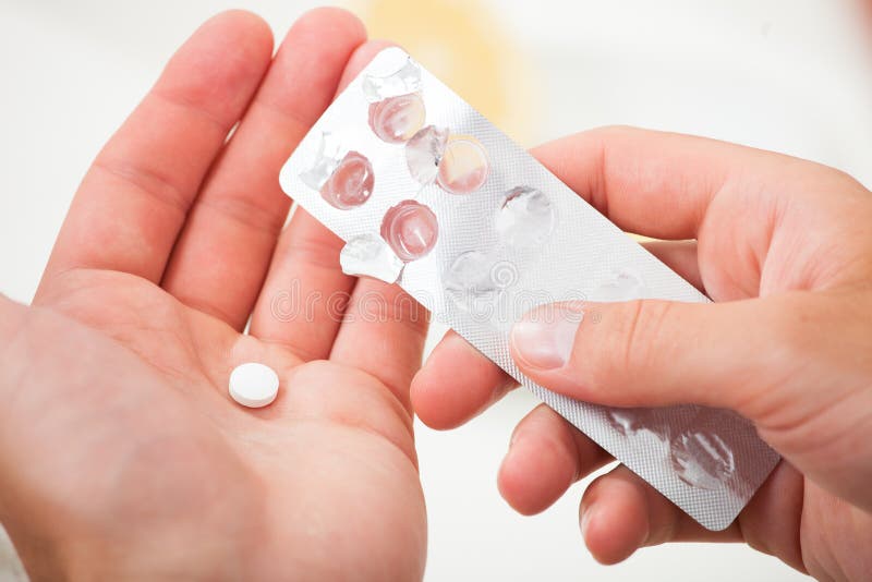 Man Taking Pill Out from Blister Pack Stock Image - Image of closeup ...