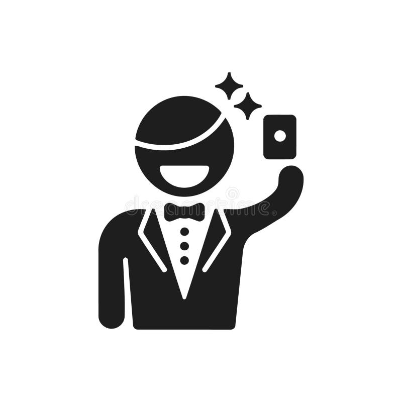 Man Taking Selfie Icon stock vector. Illustration of sign - 361857008