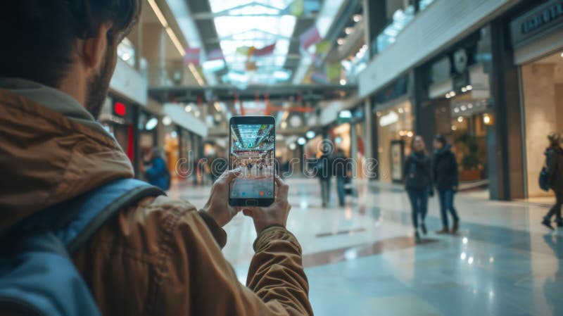Man Taking Selfie in Mall stock photo. Image of millennial - 313094336