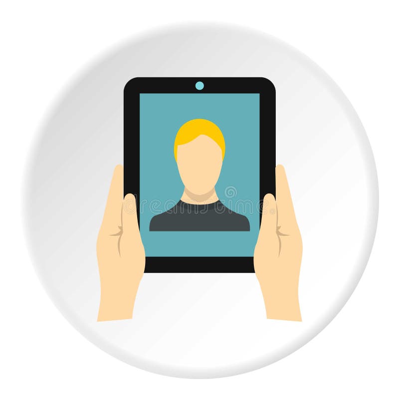Man Taking Selfie Using Tablet Icon, Flat Style Stock Vector ...