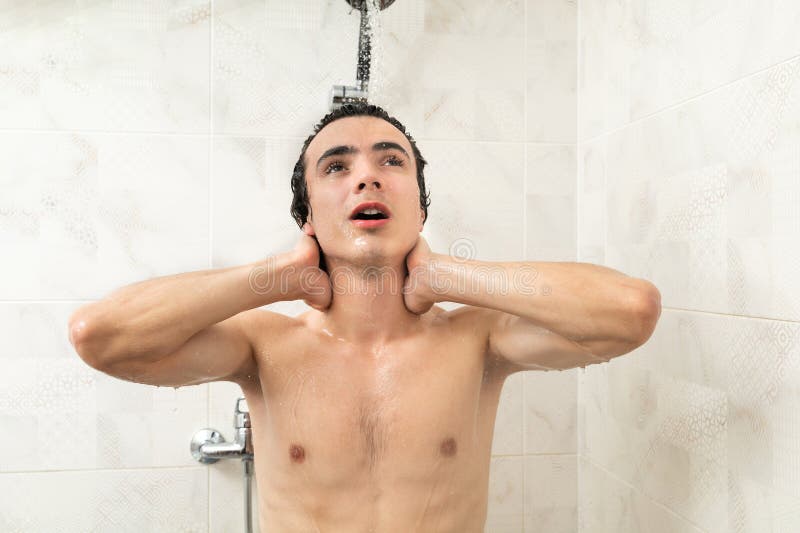 Man in the shower stock photo. Image of care, lifestyles - 286684206