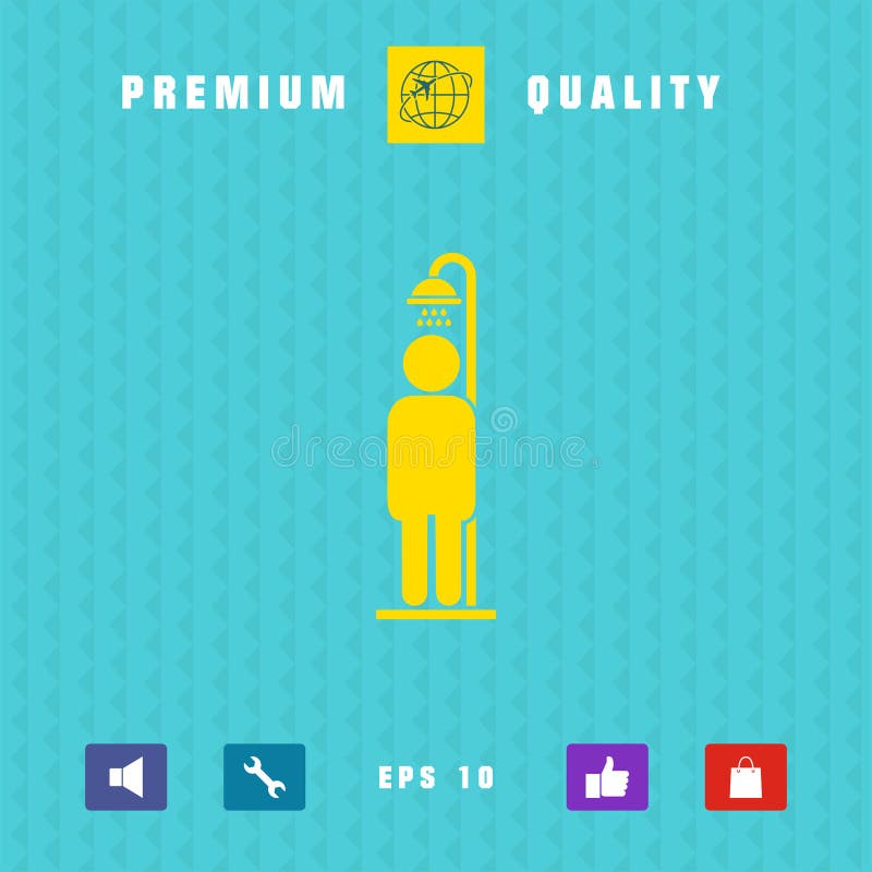 Man Taking a Shower. Graphic Elements for Your Design Stock Vector ...