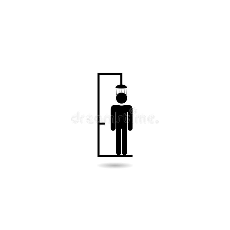 Man Taking Shower Icon With Shadow Stock Illustration Illustration Of