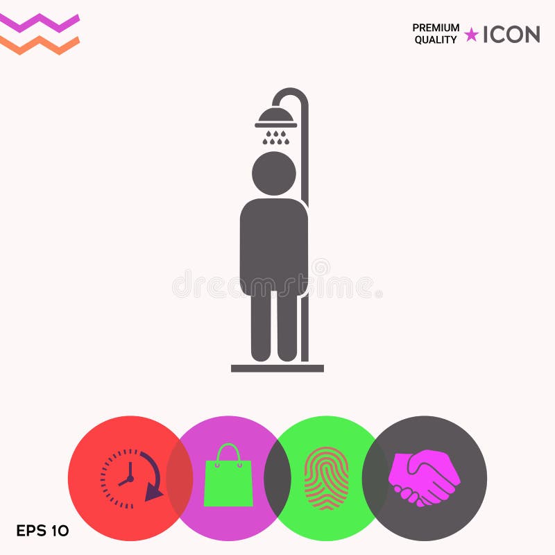 Man taking a shower stock vector. Illustration of douche - 129343207