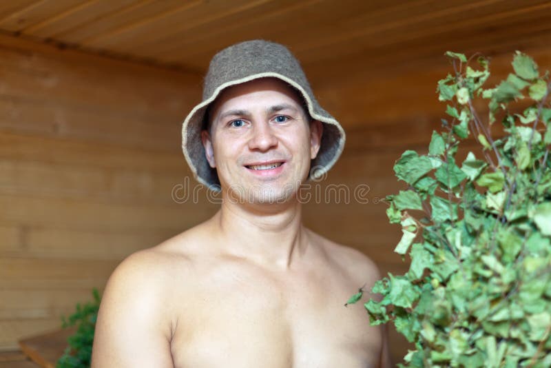 Man taking steam in sauna stock photo. Image of bathhouse - 27260216
