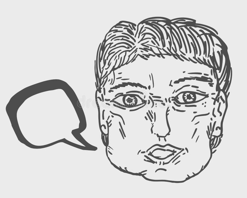 Man talking hand draw stock vector. Illustration of expressive - 243615811