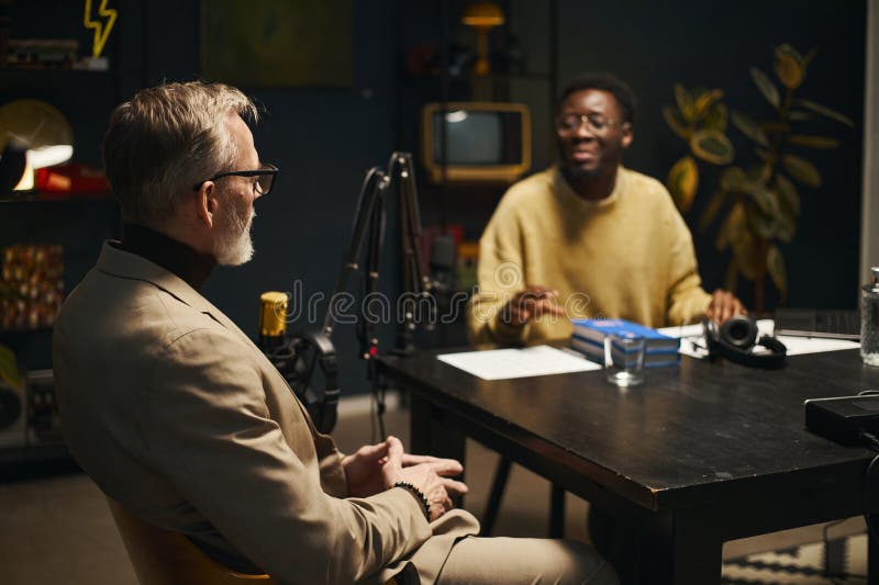 Man Talking with Journalist at Interview Stock Image - Image of ...