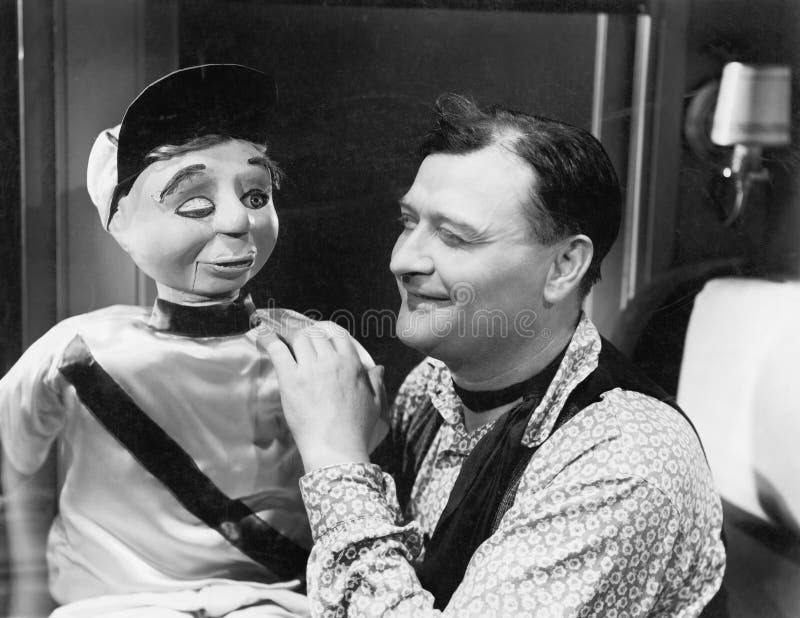 Man Talking and Looking with His Puppet Stock Image - Image of ...