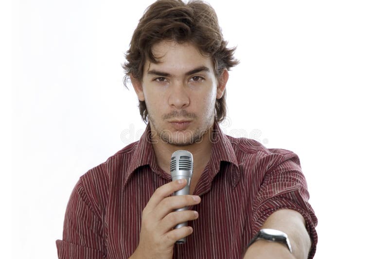 Man talking by microphone stock photo. Image of masculin - 3000686