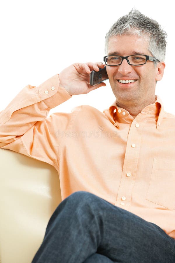 Man Talking on Mobile Phone Stock Photo - Image of comfort, handsome ...