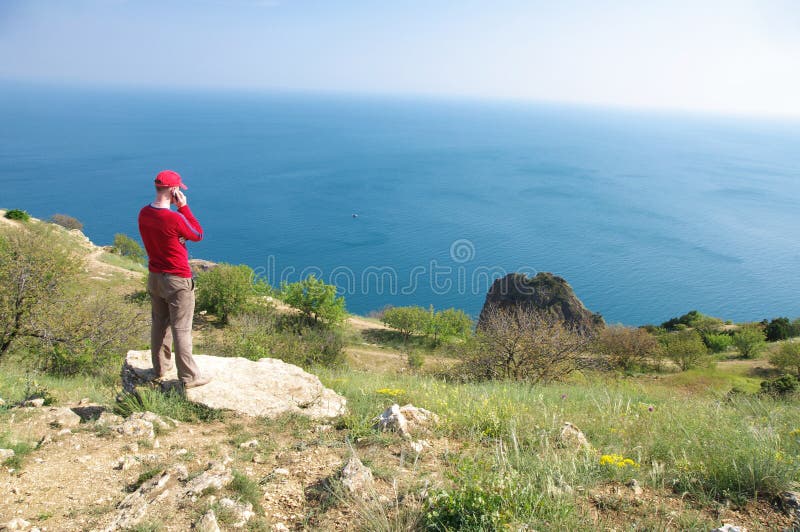 A Man is Talking on a Mobile Phone Stock Image - Image of outdoors ...