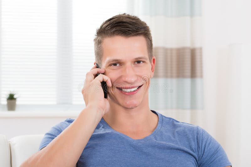 Man Talking on Mobile Phone Stock Image - Image of multimedia, internet ...