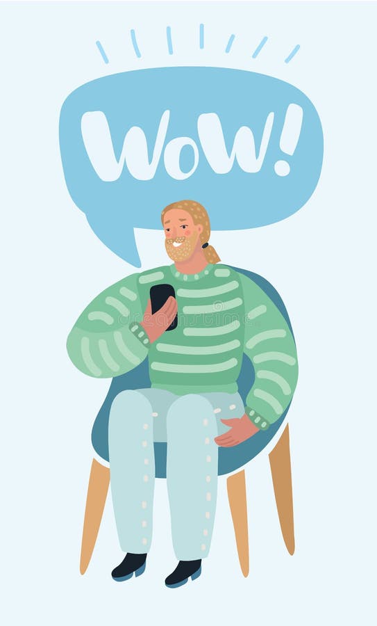 Man Talking on a Mobile Sitting on a Chair with Stock Vector ...