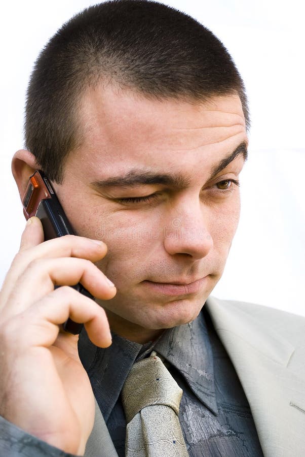 Man talking on phone stock photo. Image of mobile, blinking - 18010606