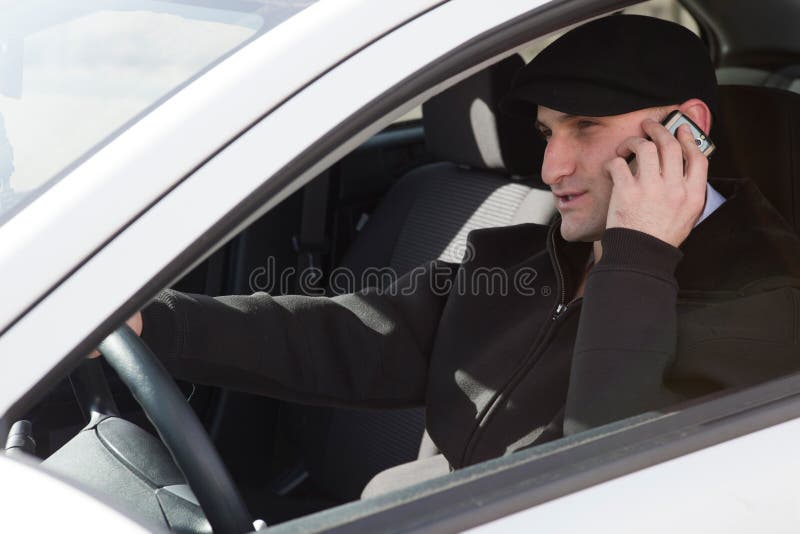 Man Talking on Phone while Driving Stock Photo - Image of safety, phone ...
