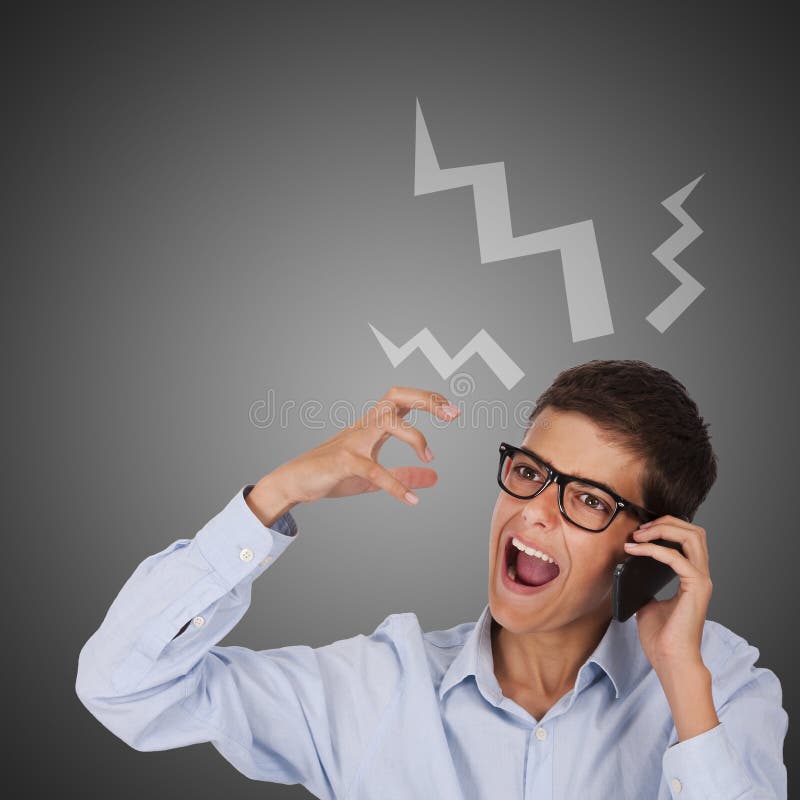 Man Talking by Phone and Screaming Stock Photo - Image of business ...