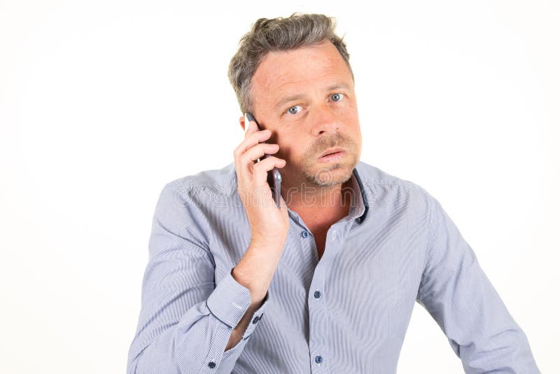 Man Talking on the Phone with a Serious and Angry Face Stock Image ...