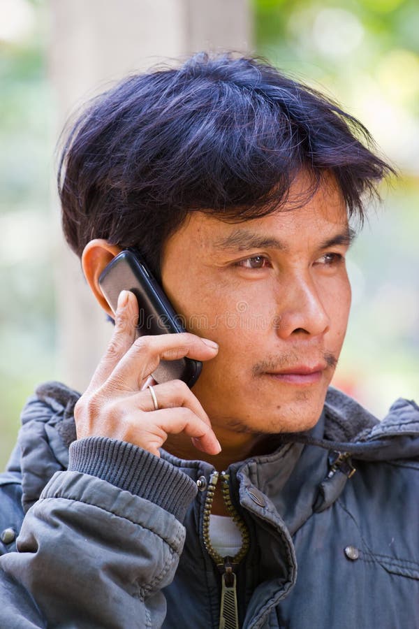 Man Talking on the Phone and Smiling Stock Photo - Image of isolated ...