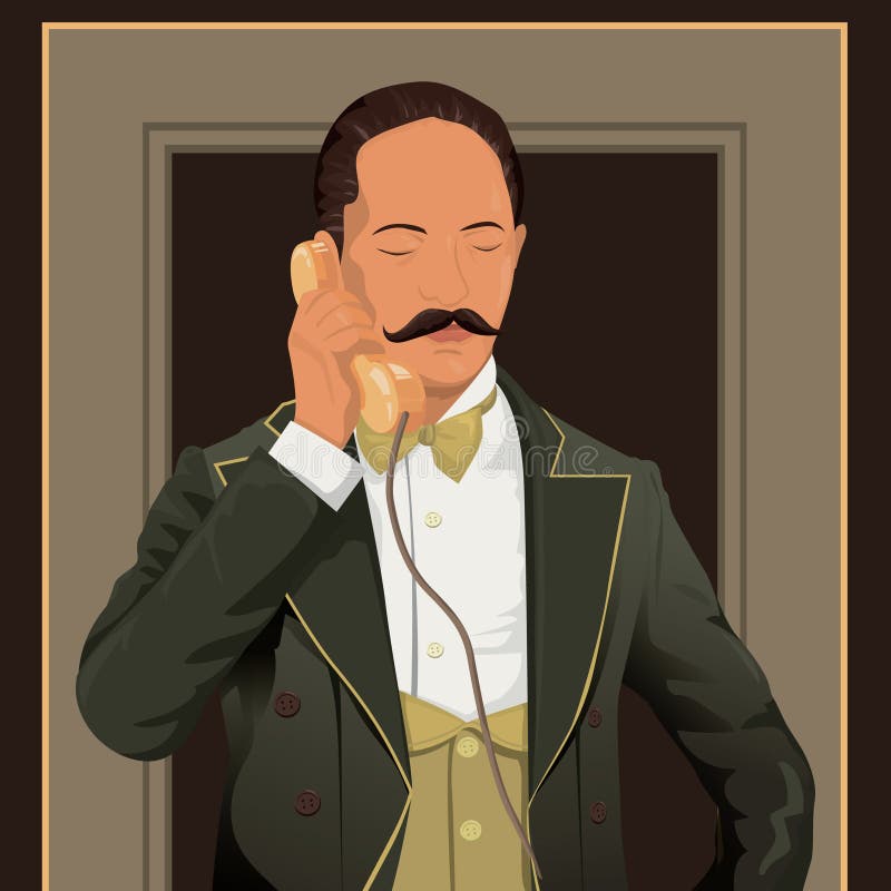 Man Talking on Telephone. Vector Illustration Decorative Design Stock ...