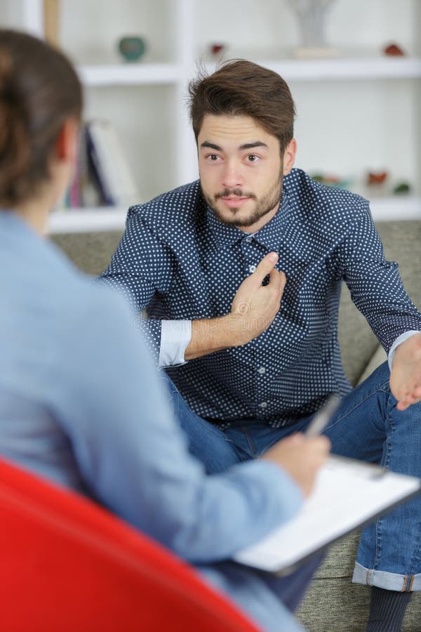 Man talking with therapist stock image. Image of session - 276073145