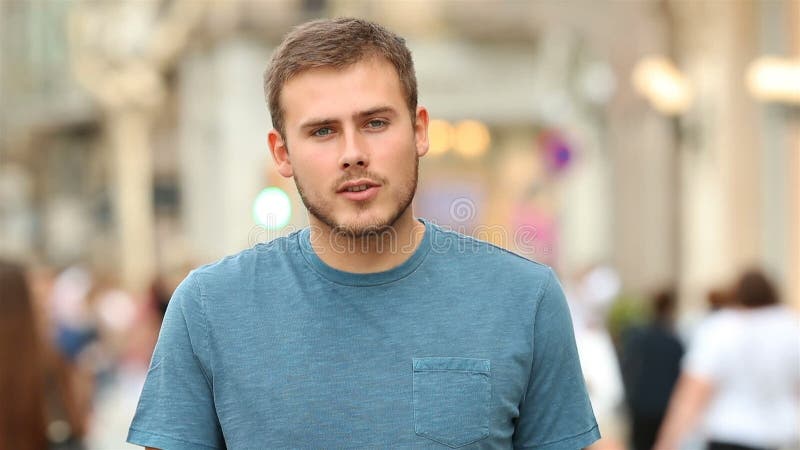 Man talking to camera stock video. Video of happy, model - 101000103