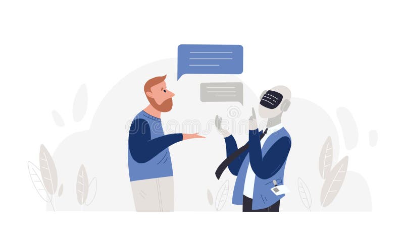 Android Robot Flat Vector Illustration. Humanoid Cyborg Standing with ...