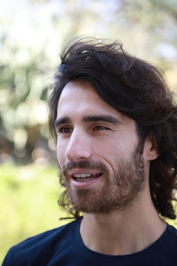 Man Talks Sadly about Mourning with Relatives in Park Outdoors Stock ...