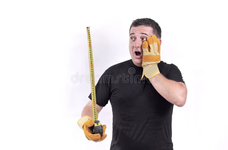Man with a tape measure stock image. Image of person - 20455123