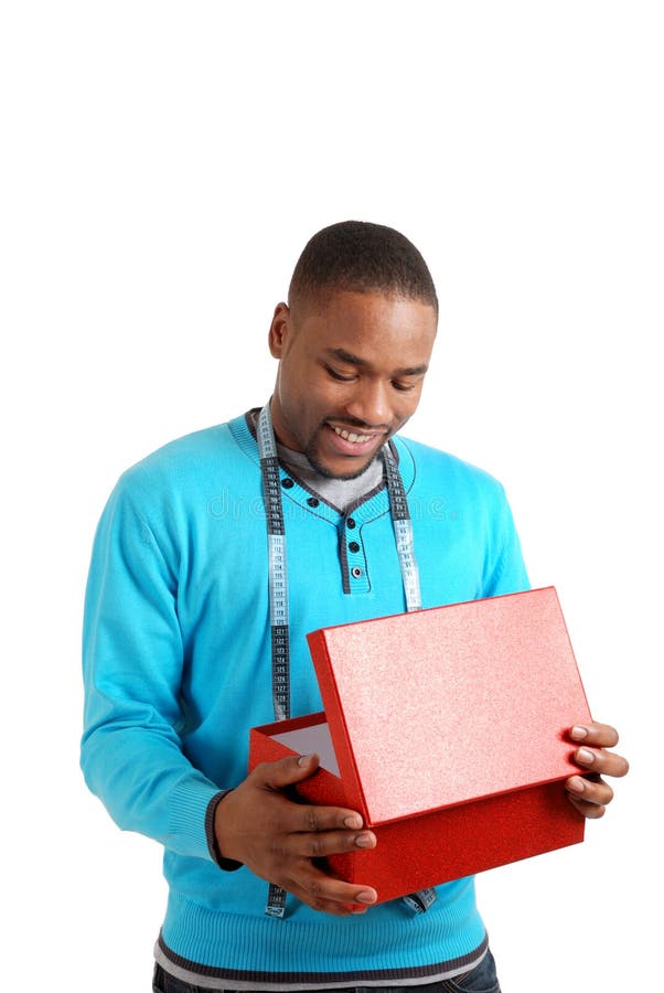 Man with Tape Measure and Gift Box Stock Image - Image of shopper ...