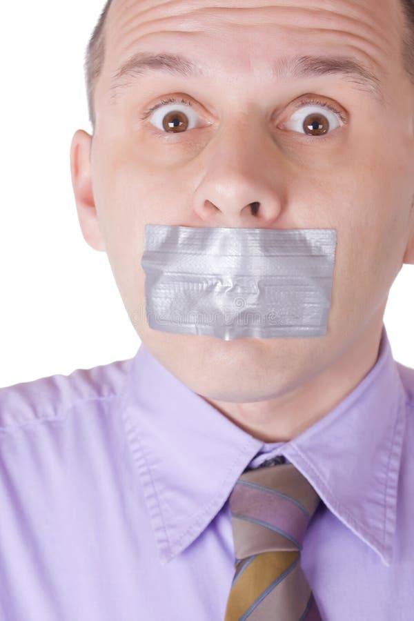 Man with taped mouth stock photo. Image of captivity, surprised - 9423026