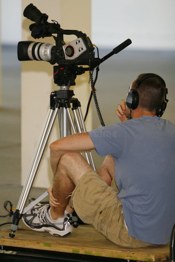 Man Taping with Video Camera Stock Photo - Image of dude, videographer ...