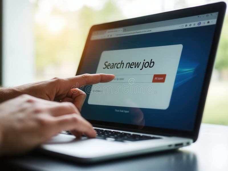 Man Tapping Laptop Keyboard and Search Page on Computer Touch Screen ...