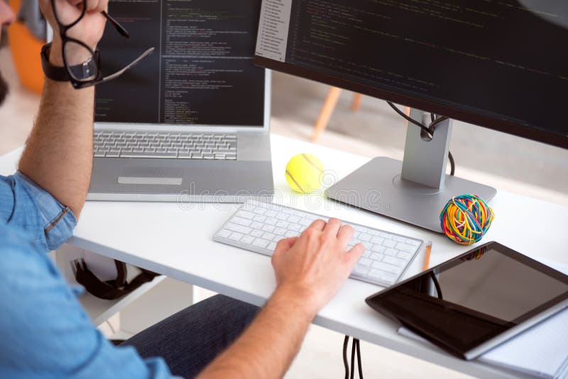 Man tapping with one hand stock image. Image of table - 72070167